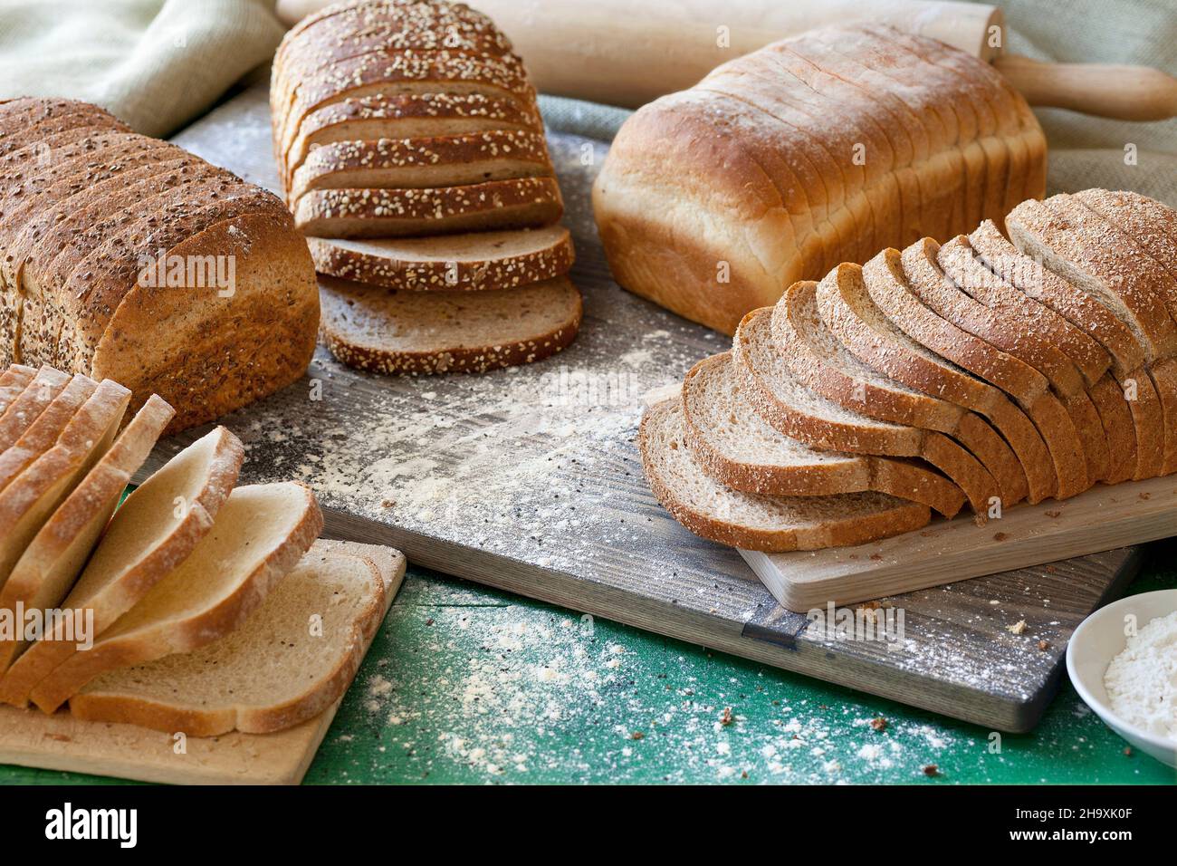 Various types of sliced bread Stock Photo - Alamy