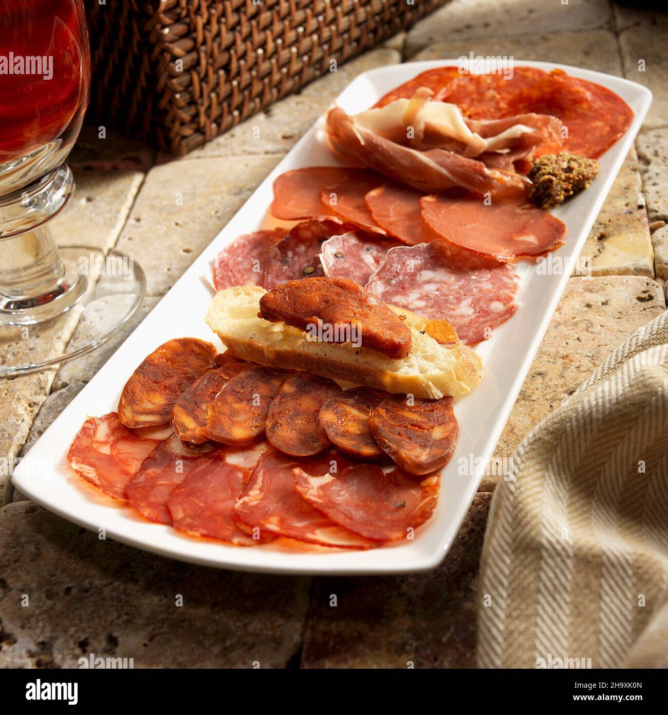 Spanish charcuterie platter with Soria Picante, Sobrasada, Salchicon De ...