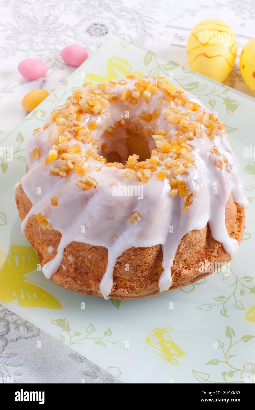 An Easter cake with icing Stock Photo - Alamy
