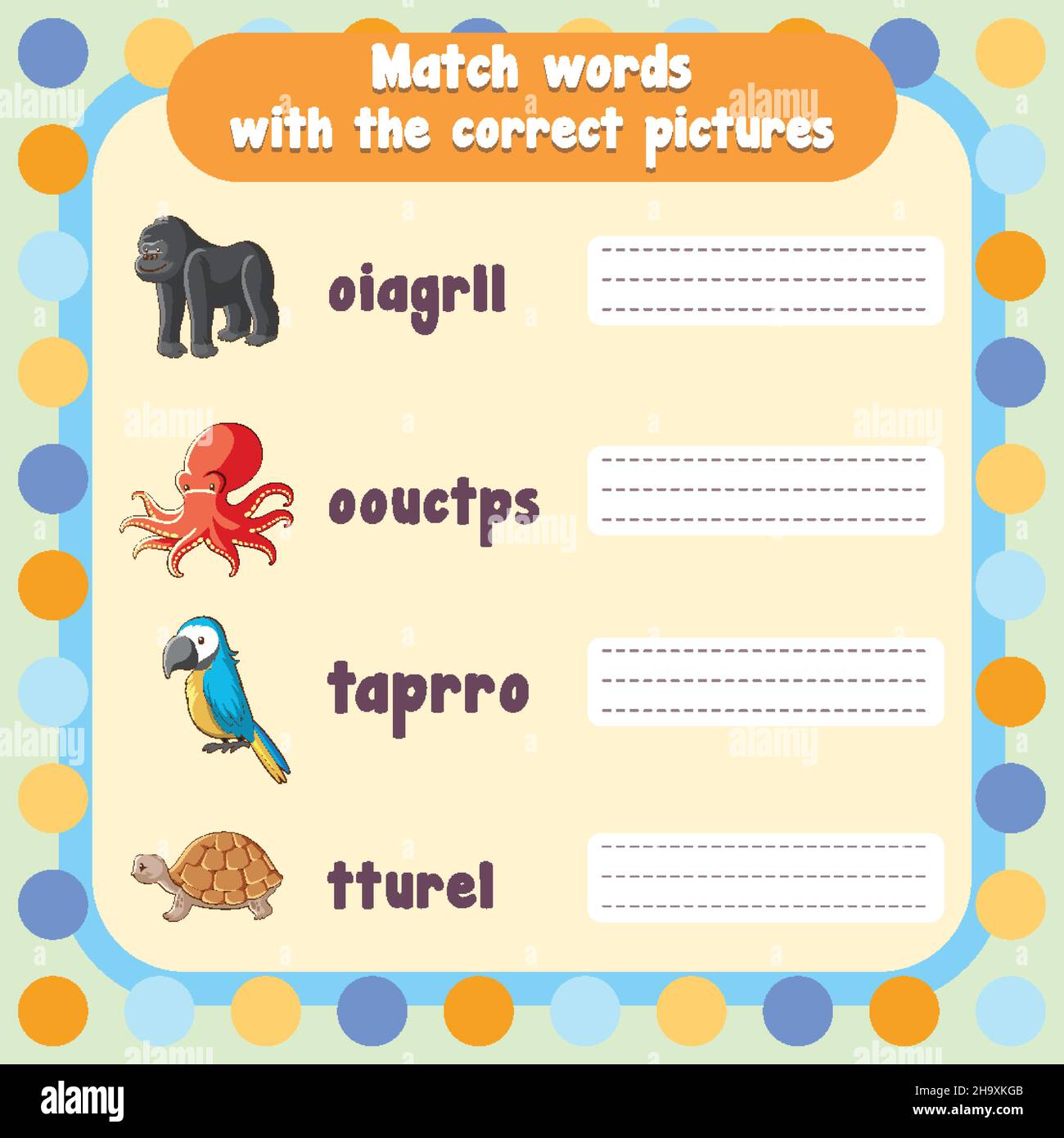 Spelling word game worksheet template illustration Stock Vector Image ...