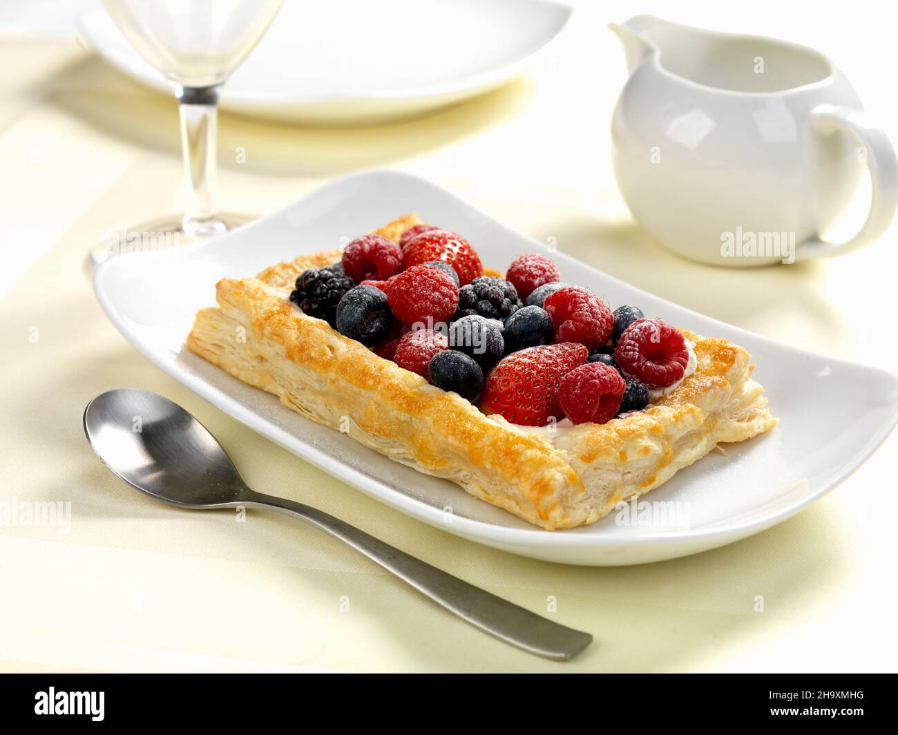 summer fruits and cream in puff pastry Stock Photo - Alamy
