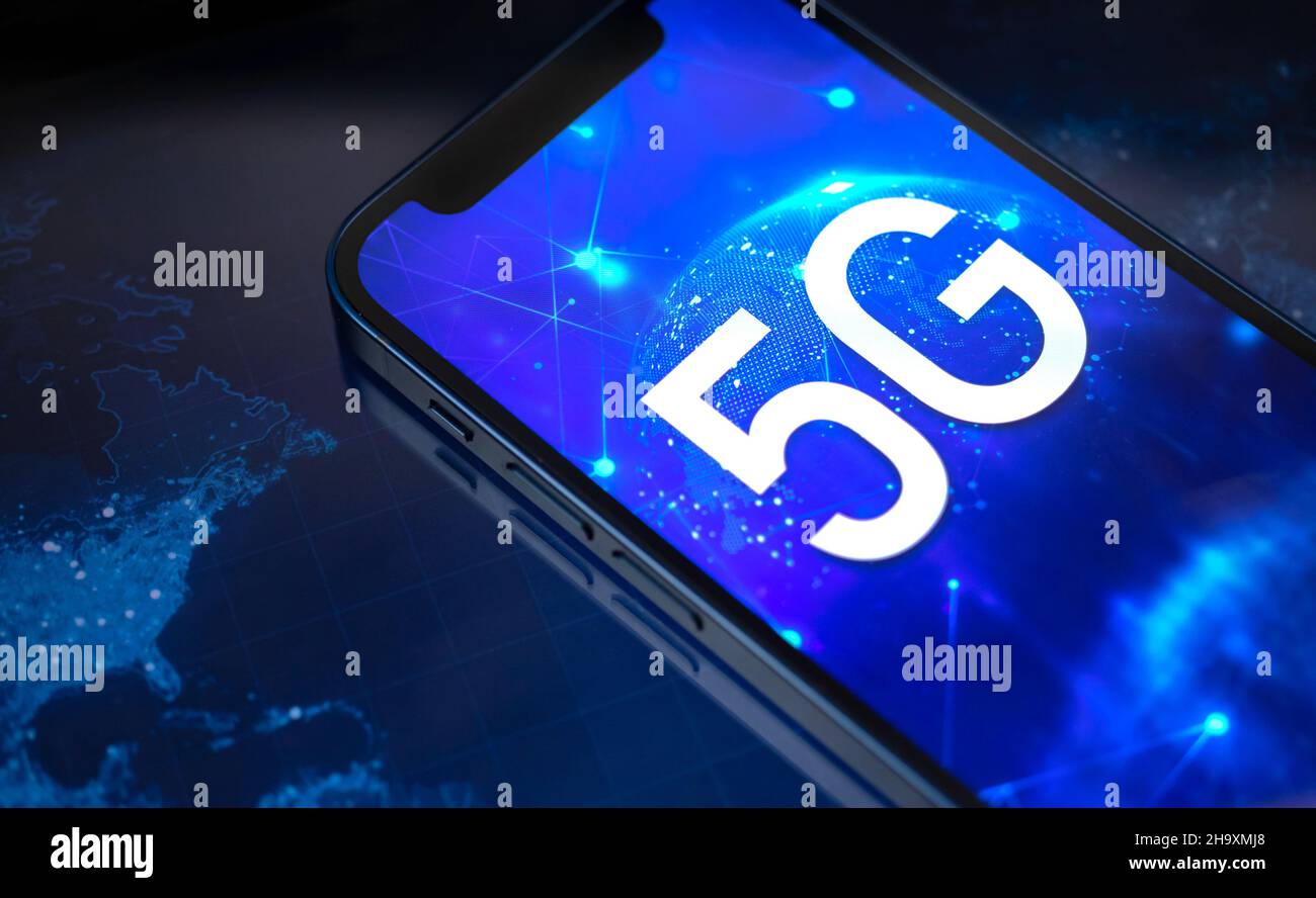5G network for mobile phone. Modern wireless technology, business ...