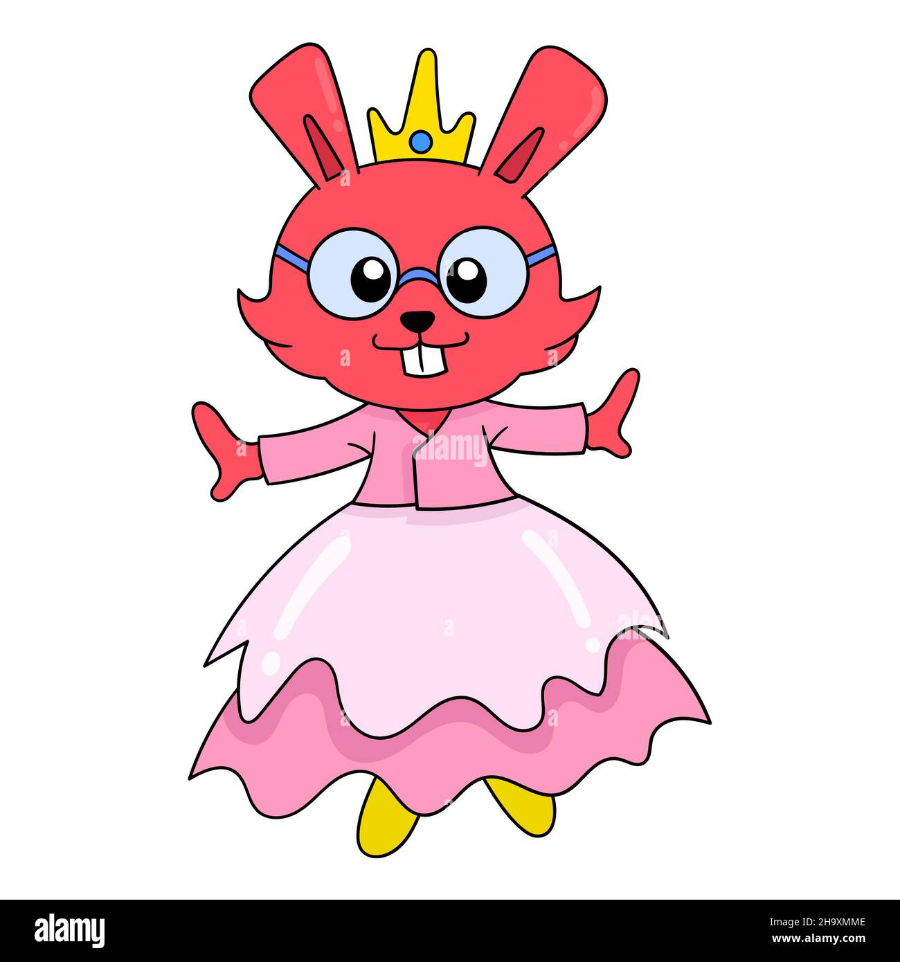 beautiful bunny princess wearing a dance party dress, vector ...