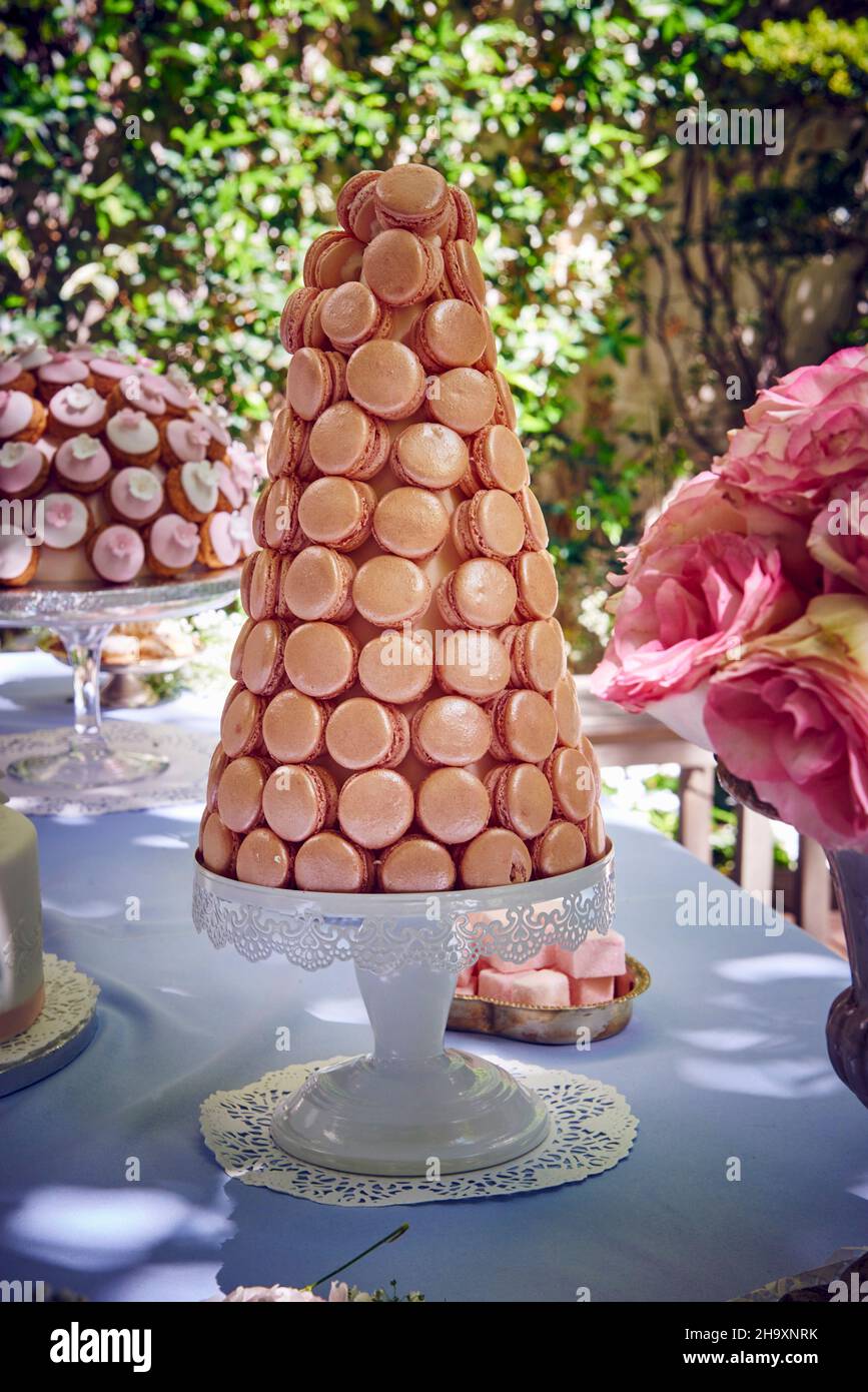 Festive macaron pyramid Stock Photo - Alamy