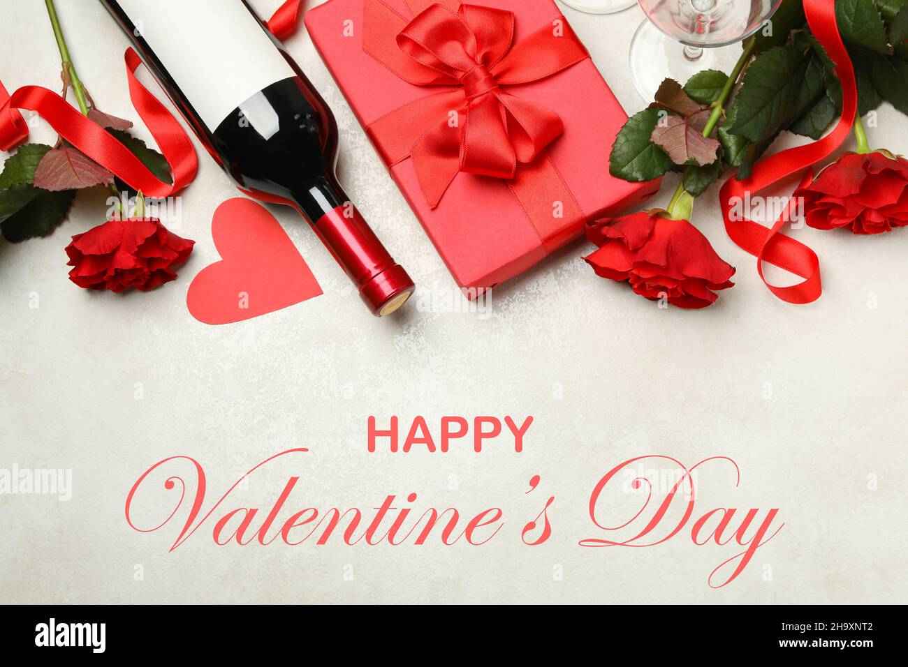 Beautiful Happy Valentine's Day composition with text Stock Photo - Alamy