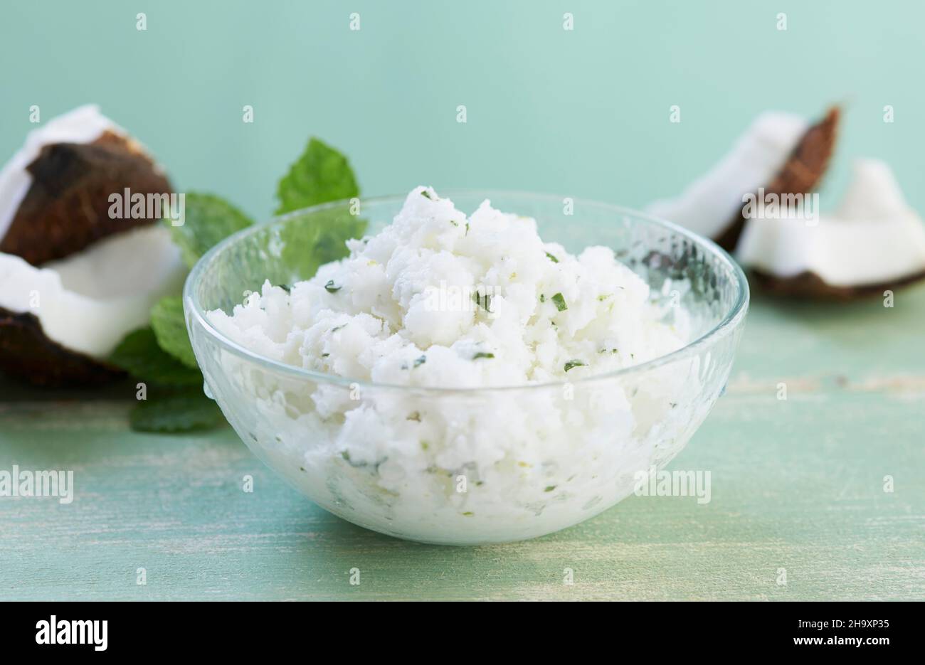 Coconut granita with mint Stock Photo - Alamy