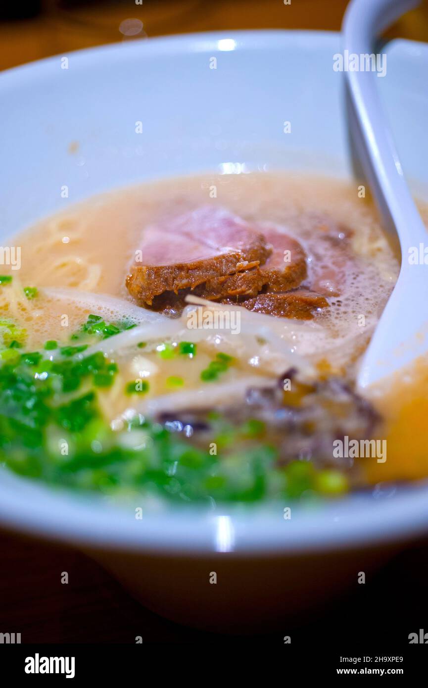 original Japanese beef ramen noodles soup closeup Stock Photo - Alamy