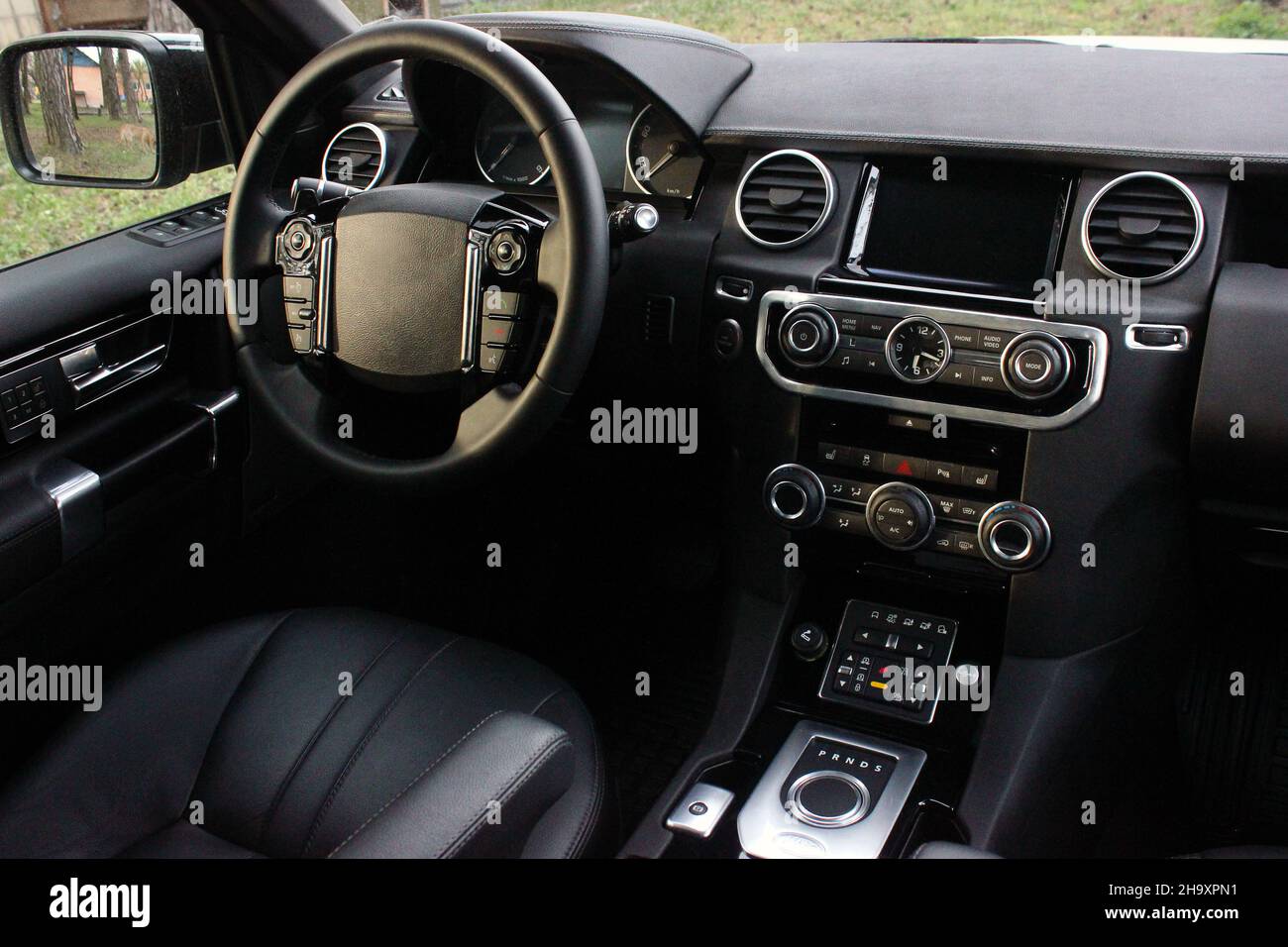 View of the interior of a modern automobile showing the dashboard. Car ...