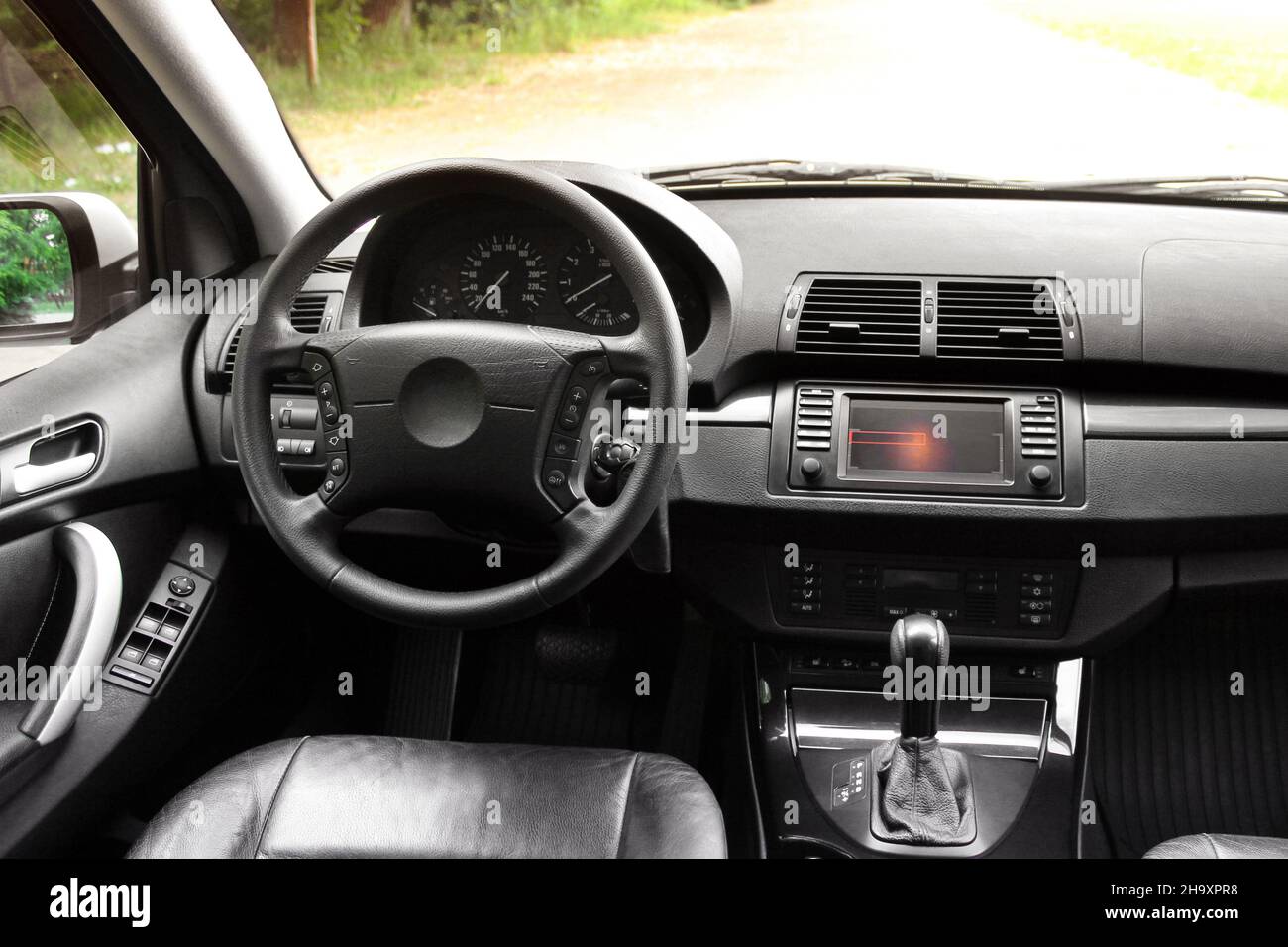 View of the interior of a modern automobile showing the dashboard. Car ...