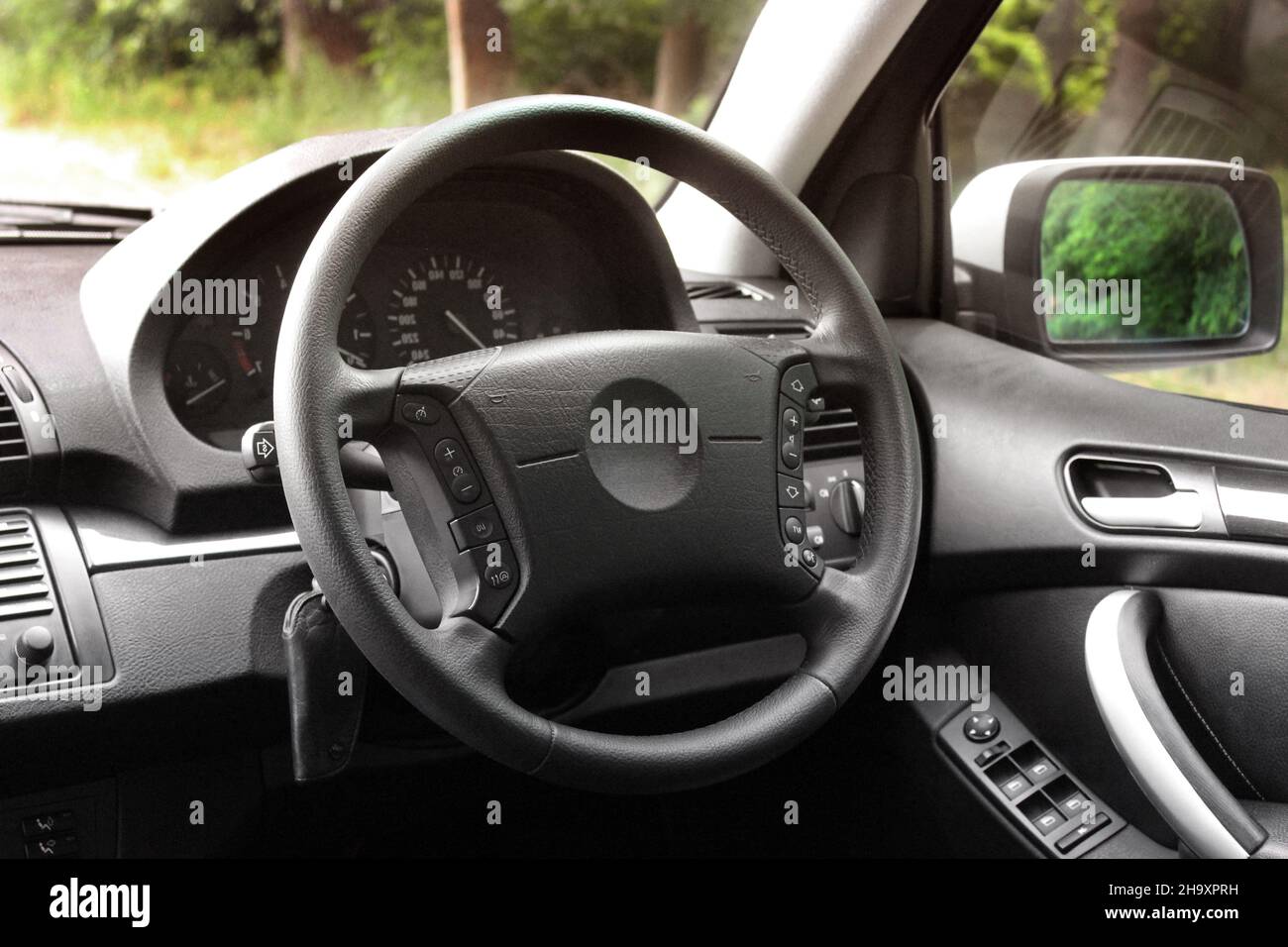View of the interior of a modern automobile showing the dashboard. Car ...