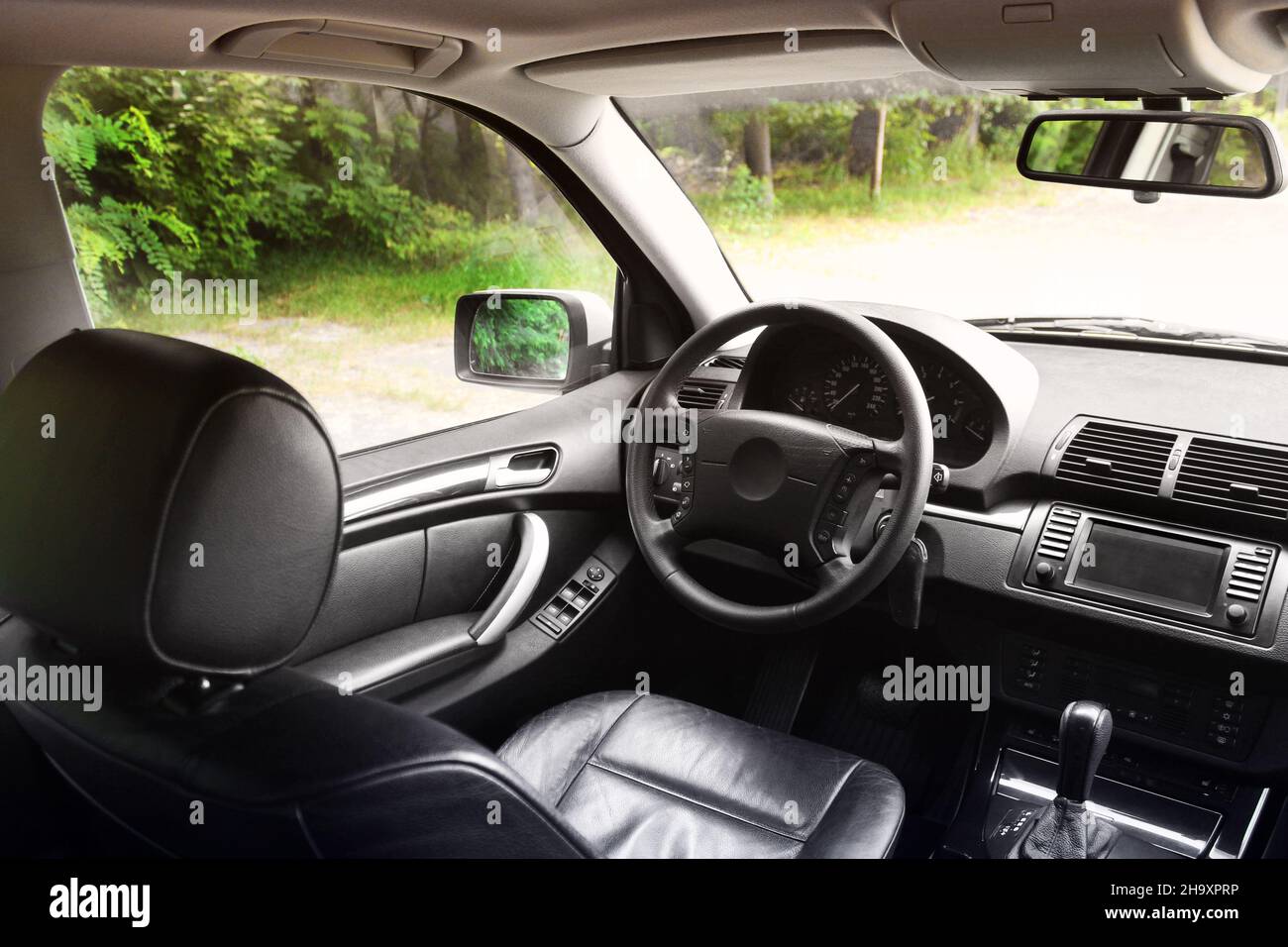 View of the interior of a modern automobile showing the dashboard. Car ...