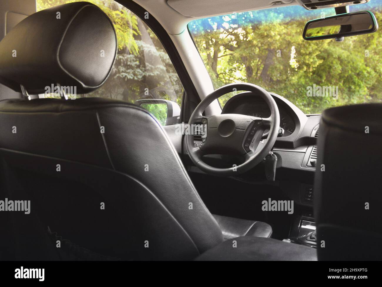 View of the interior of a modern automobile showing the dashboard. Car ...