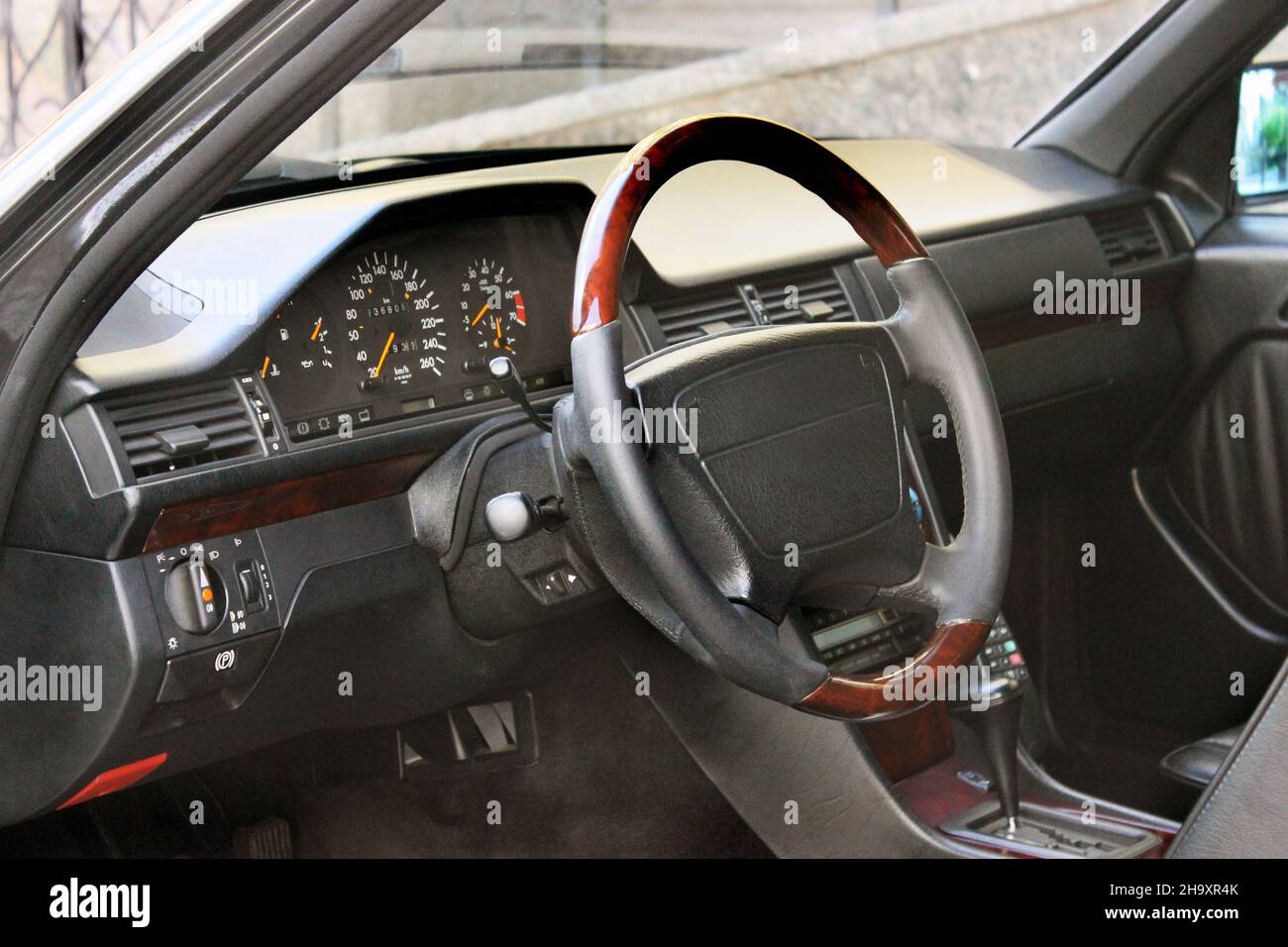 View of the interior of a modern automobile showing the dashboard. Car ...