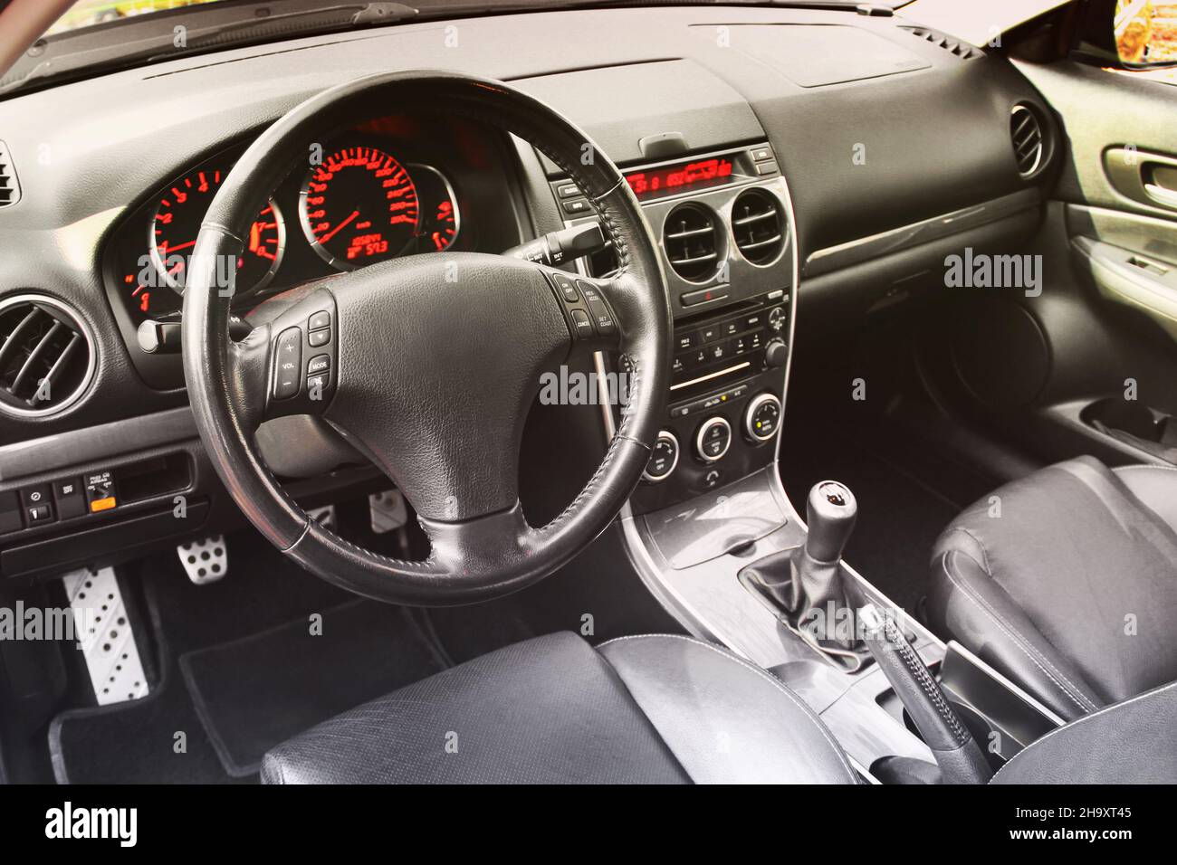 Car interior. View of the interior of a modern automobile showing the ...