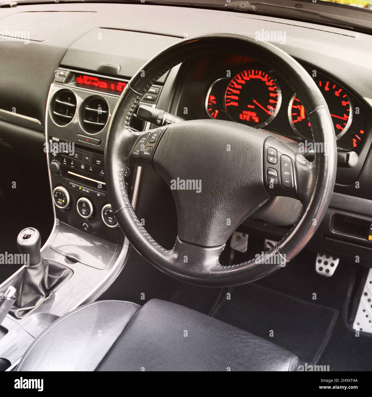 Car interior. View of the interior of a modern automobile showing the ...