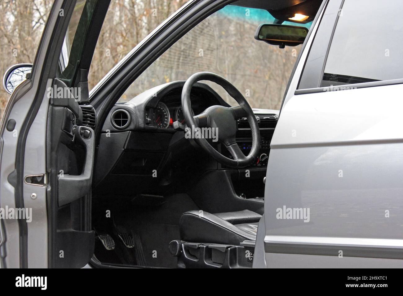 View of the interior of a modern automobile showing the dashboard. Car ...