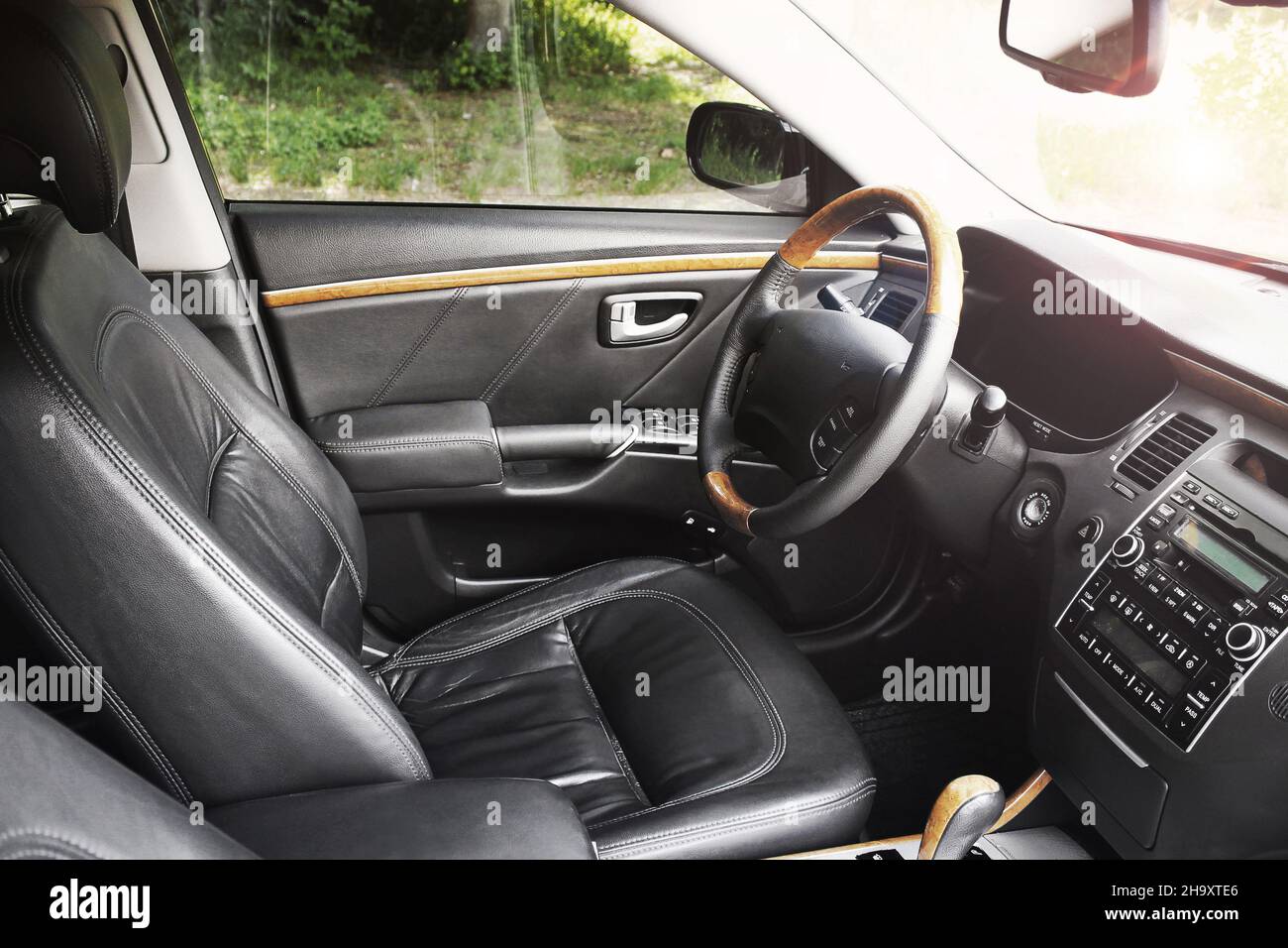 View of the interior of a modern automobile showing the dashboard. Car ...