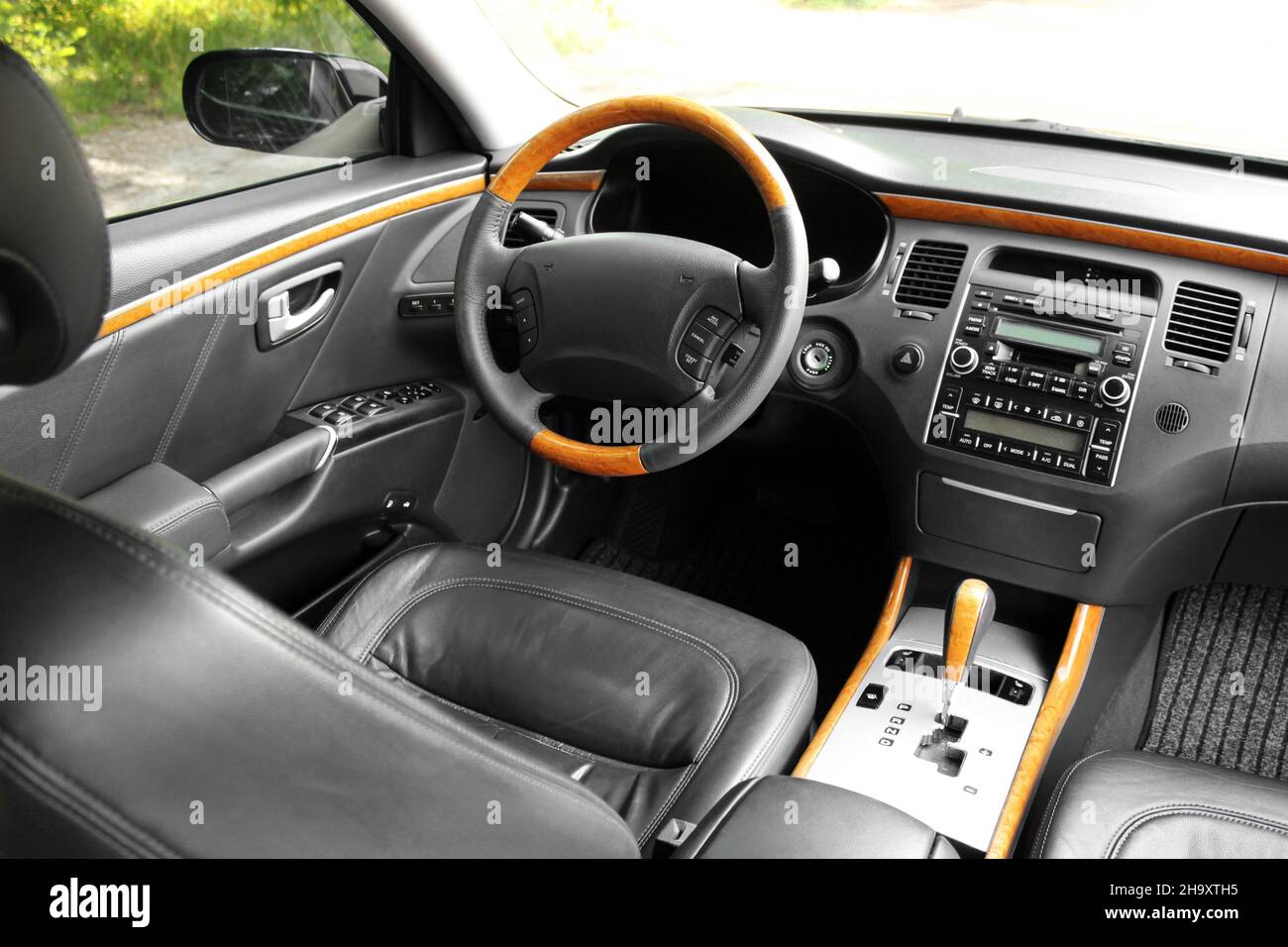 View of the interior of a modern automobile showing the dashboard. Car ...