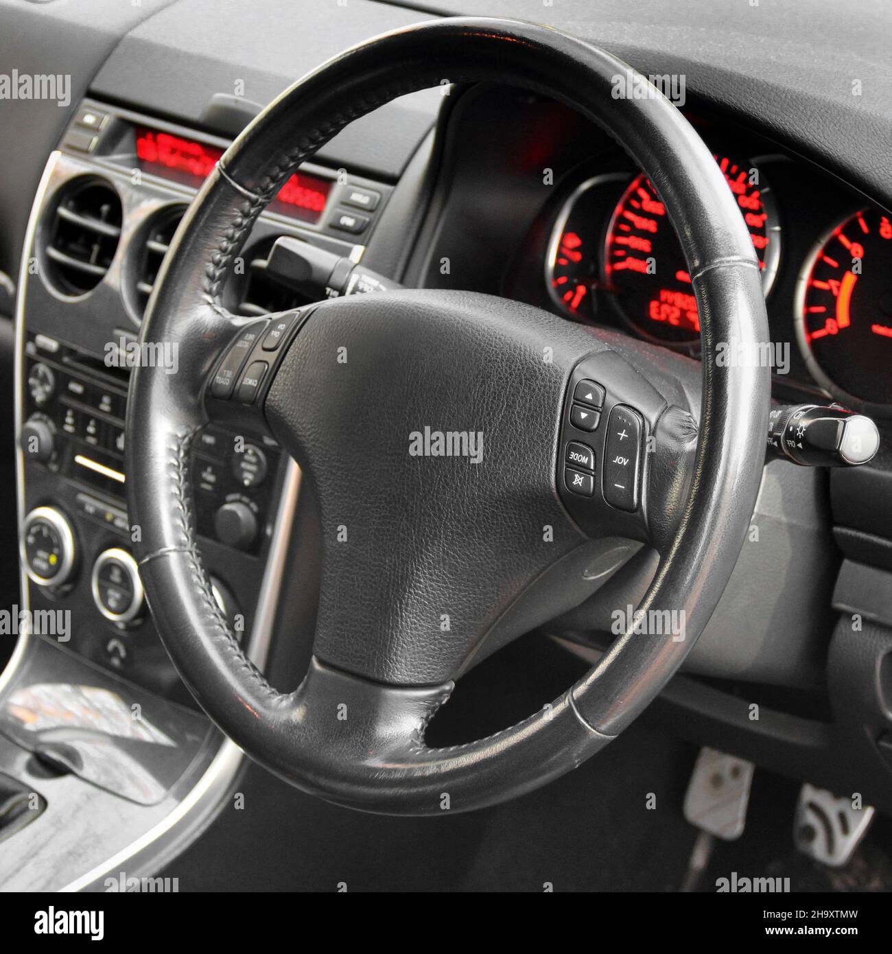 Chernihiv, Ukraine - November 10, 2018: Mazda car interior. Black ...