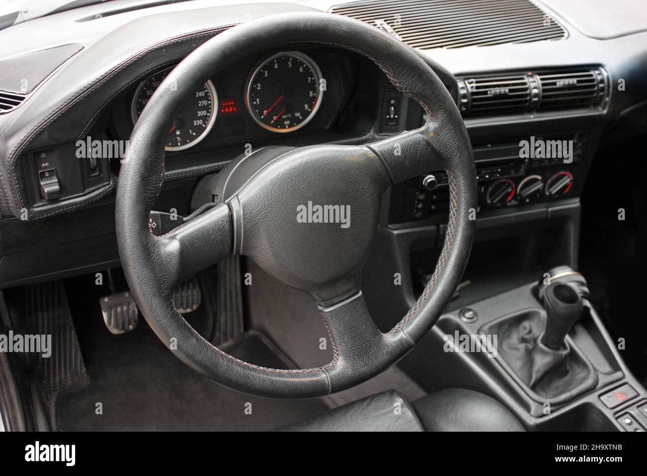 View of the interior of a modern automobile showing the dashboard. Car ...
