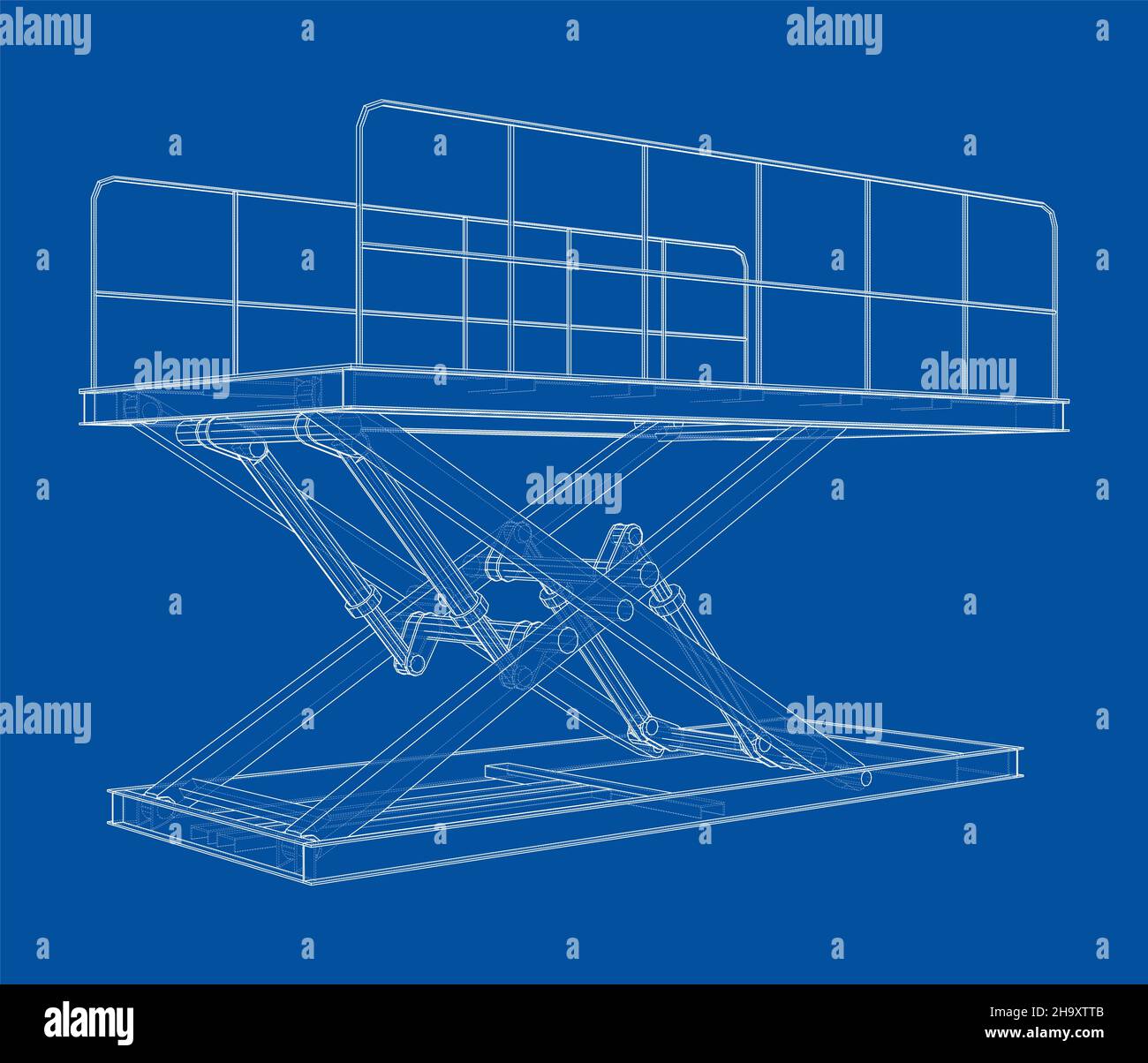 Scissors lift concept outline Stock Photo - Alamy