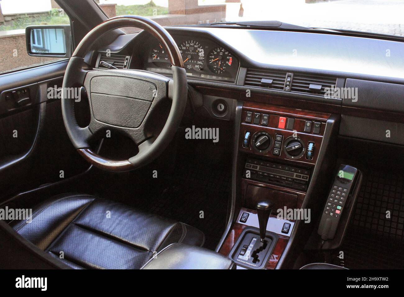 View of the interior of a modern automobile showing the dashboard. Car ...