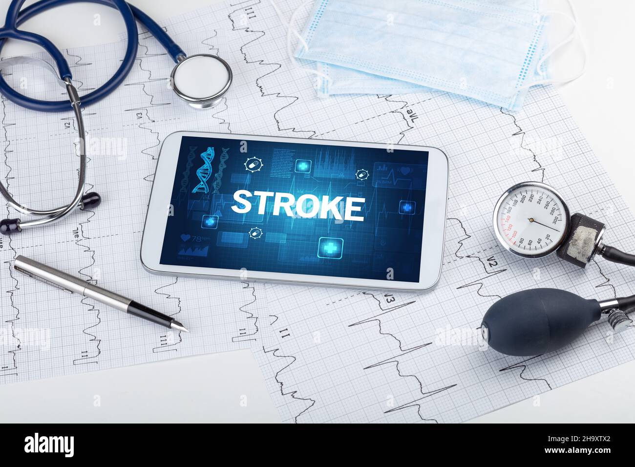 Tablet pc and medical stuff Stock Photo - Alamy