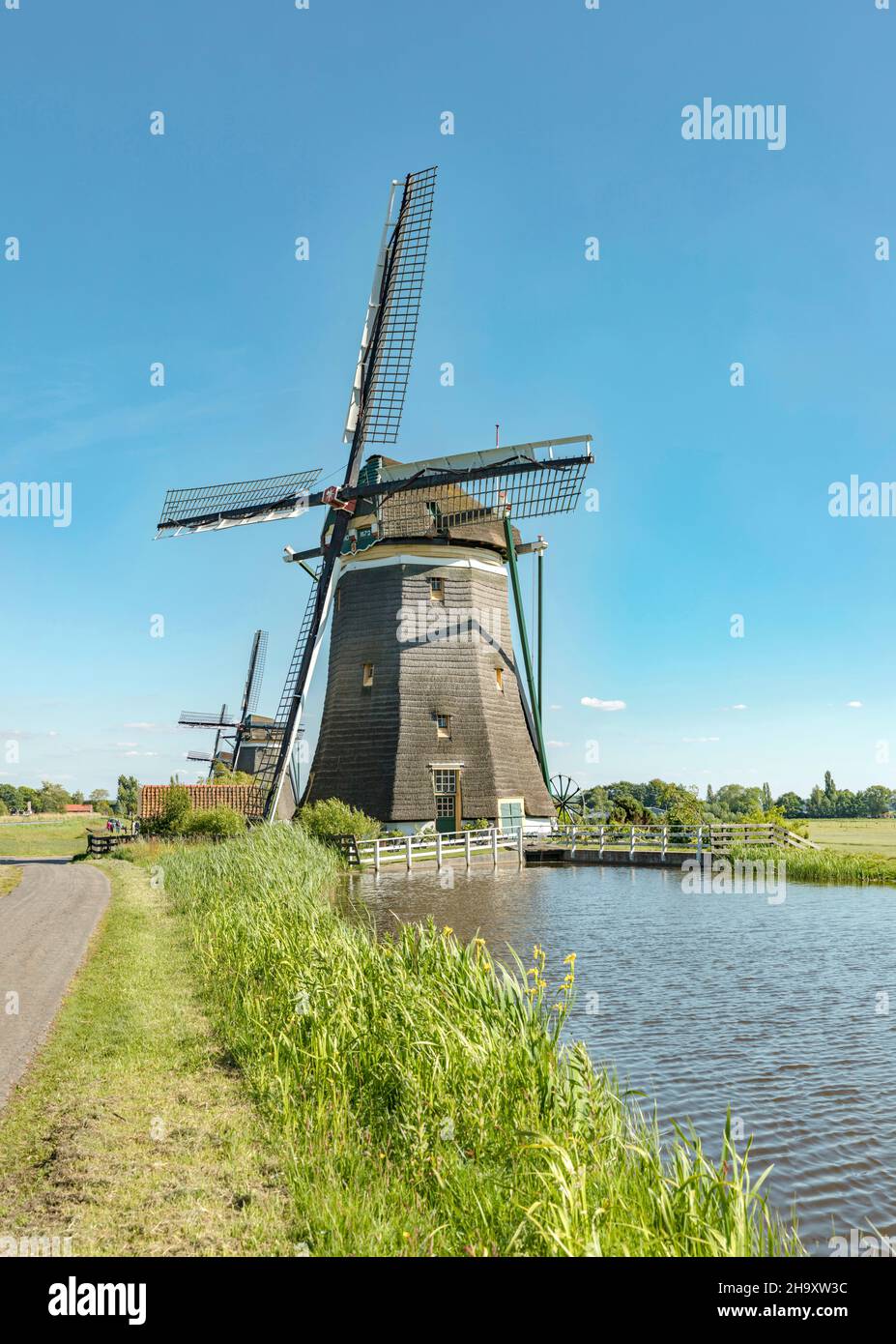 The three windmill of Stompwijk Stock Photo - Alamy