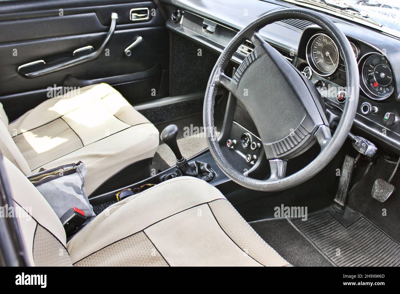 View of the interior of a modern automobile showing the dashboard. Car ...