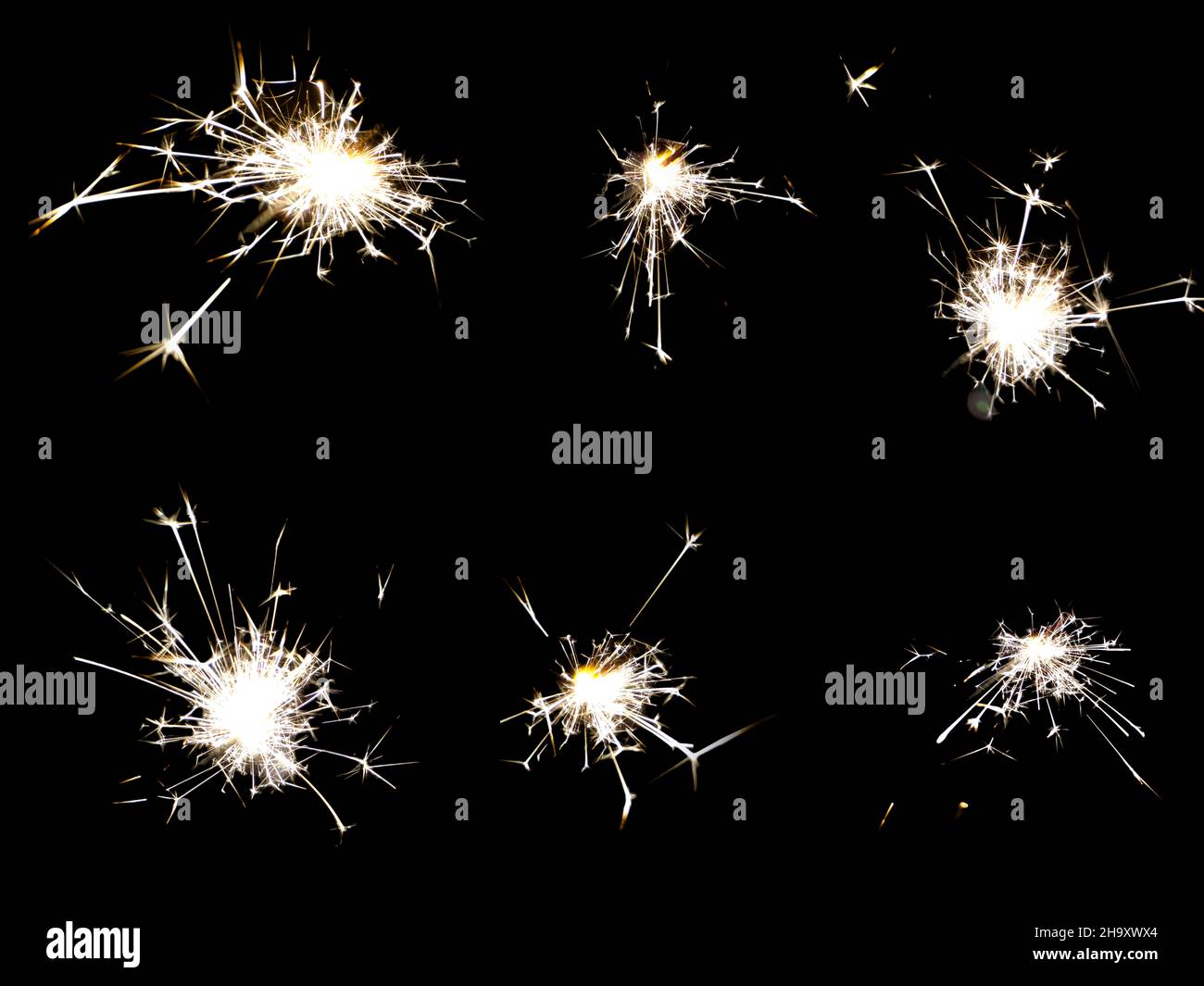 6-pack of birthday Sparklers Isolated on black background. Sparklers ...