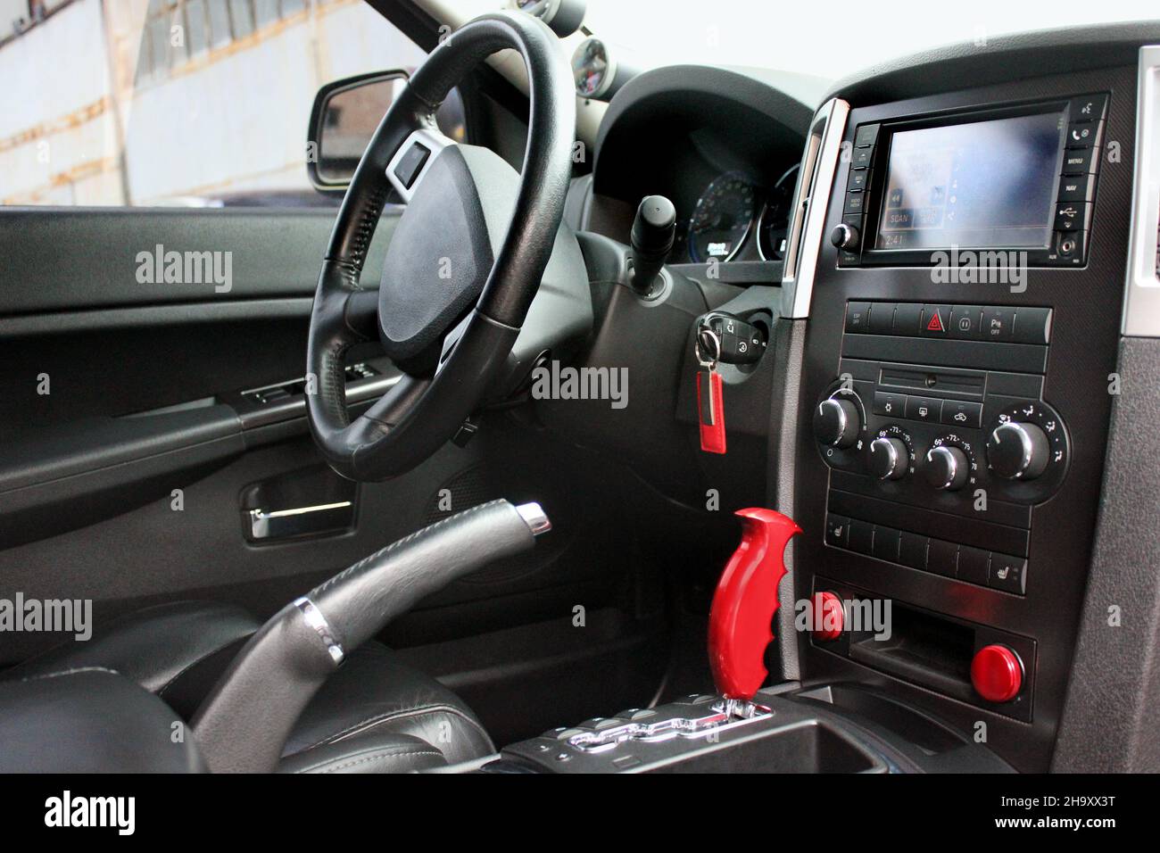 View of the interior of a modern automobile showing the dashboard. Car ...