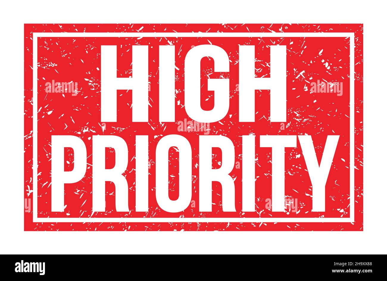 HIGH PRIORITY, words written on red rectangle stamp sign Stock Photo ...