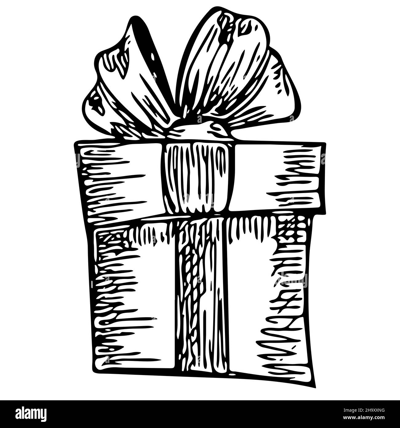 Hand drawn sketch of box gift. Vector illustration Stock Vector Image ...