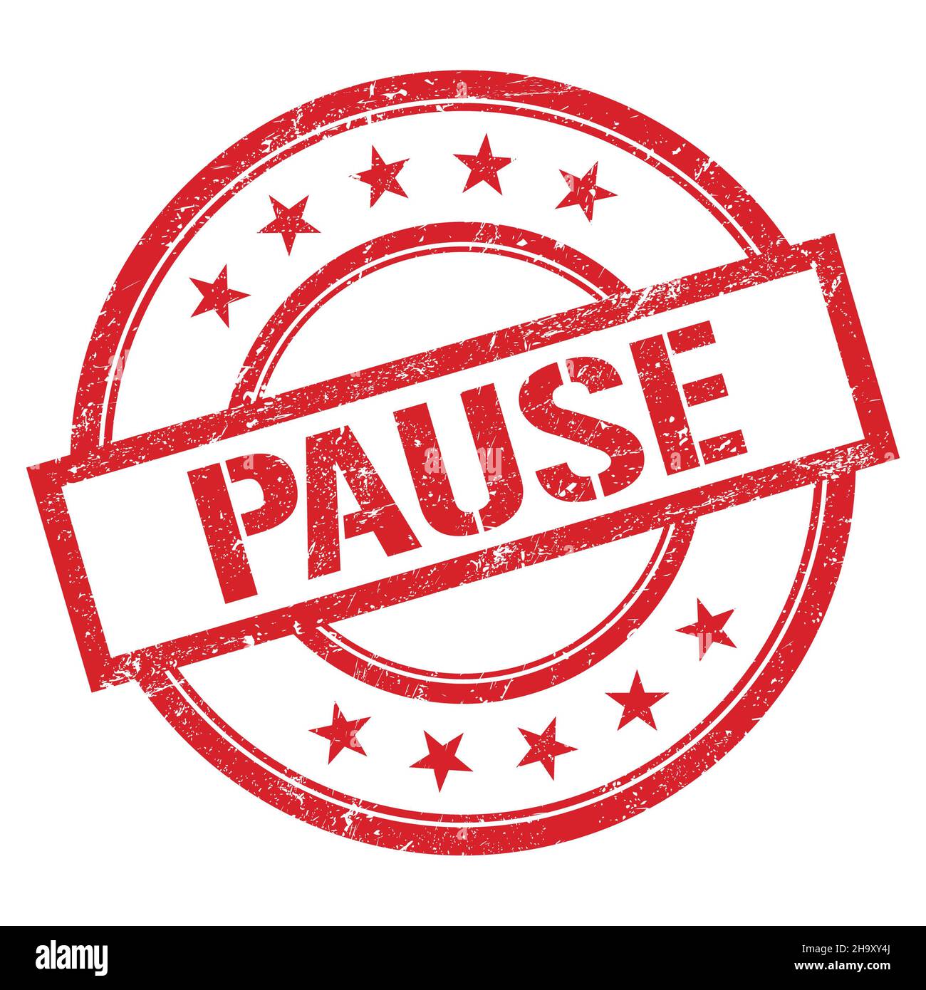 PAUSE text written on red round vintage rubber stamp Stock Photo - Alamy