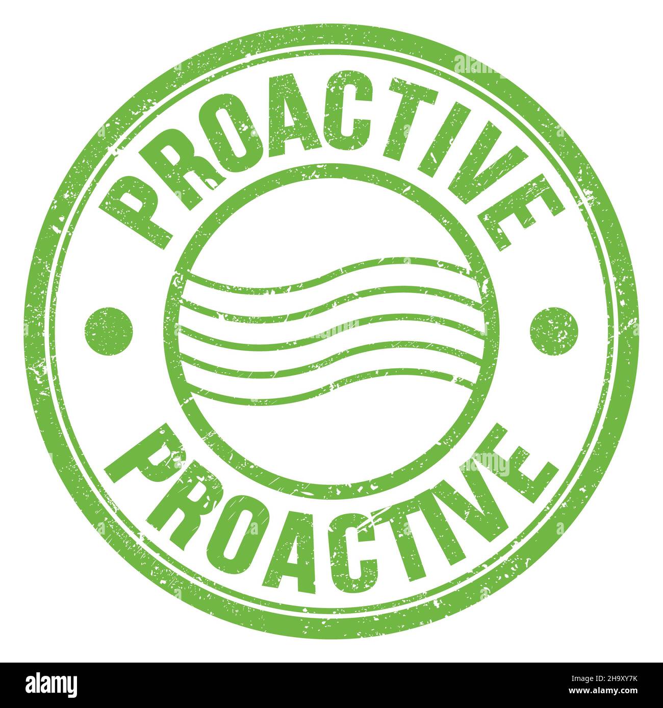 PROACTIVE word written on green round postal stamp sign Stock Photo - Alamy
