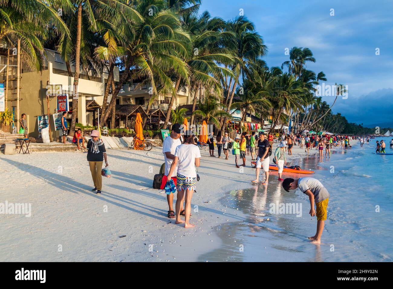 BORACAY, PHILIPPINES - FEBRUARY 1, 2018: People at the White Beach on ...
