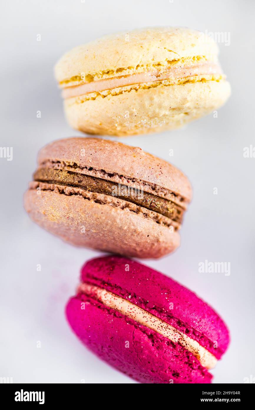 Different flavored macaroons Stock Photo - Alamy