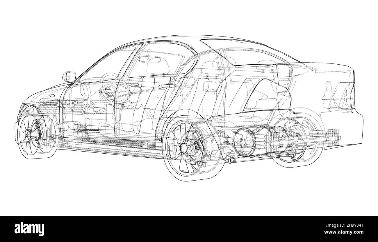 Electric Car With Chassis. 3d illustration Stock Photo - Alamy