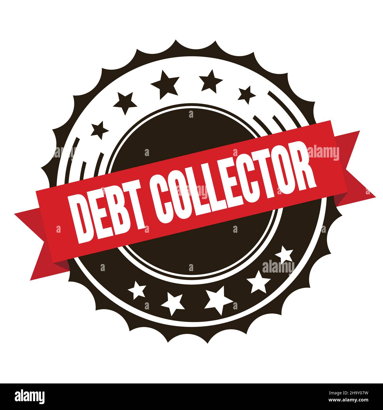 DEBT COLLECTOR text on red brown ribbon badge stamp Stock Photo - Alamy