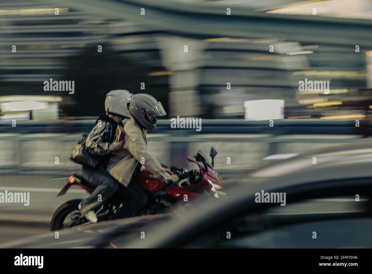 LONDON, UNITED KINGDOM - Jun 12, 2021: The motorcycle journey in London ...