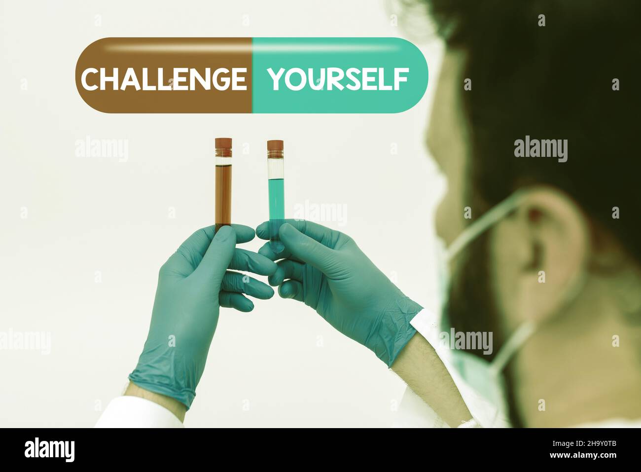 Sign displaying Challenge Yourself. Business overview Setting Higher ...