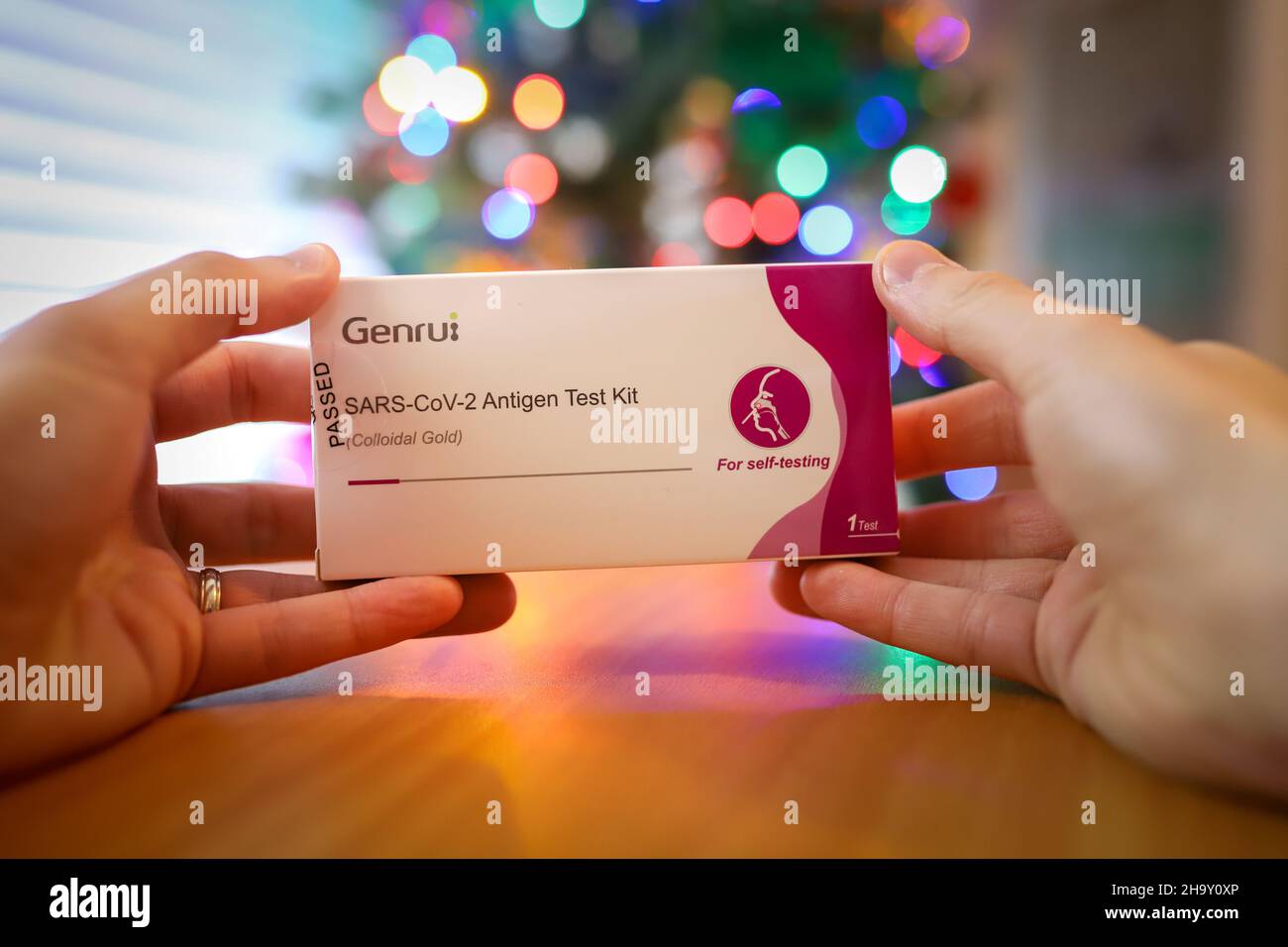 December 9th, 2021, Cork, Ireland - Someone holds a SARS 2 CoV 2 ...