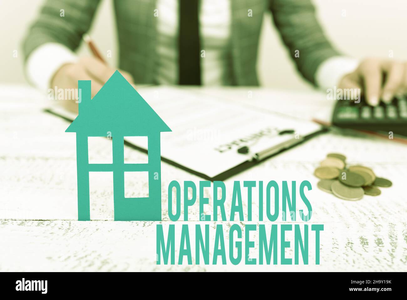 Sign displaying Operations Management. Business overview ensure Inputs to Output the Production ...