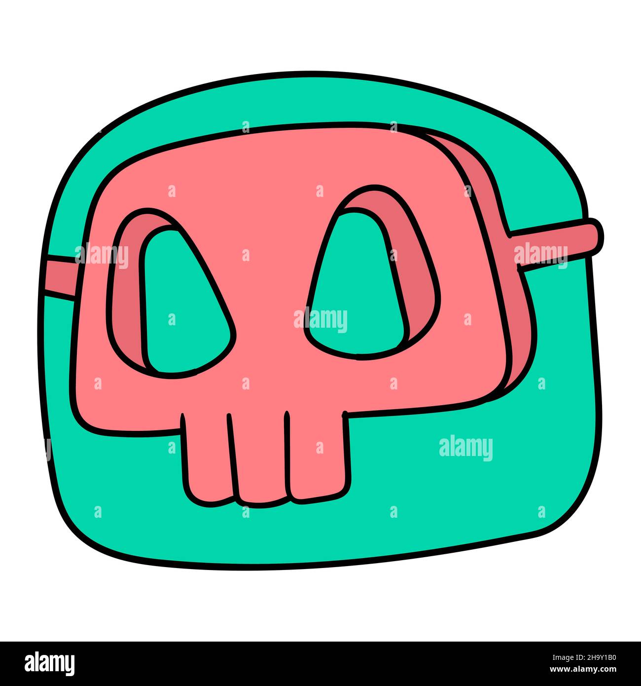 red skull masked monster head, vector illustration carton emoticon ...