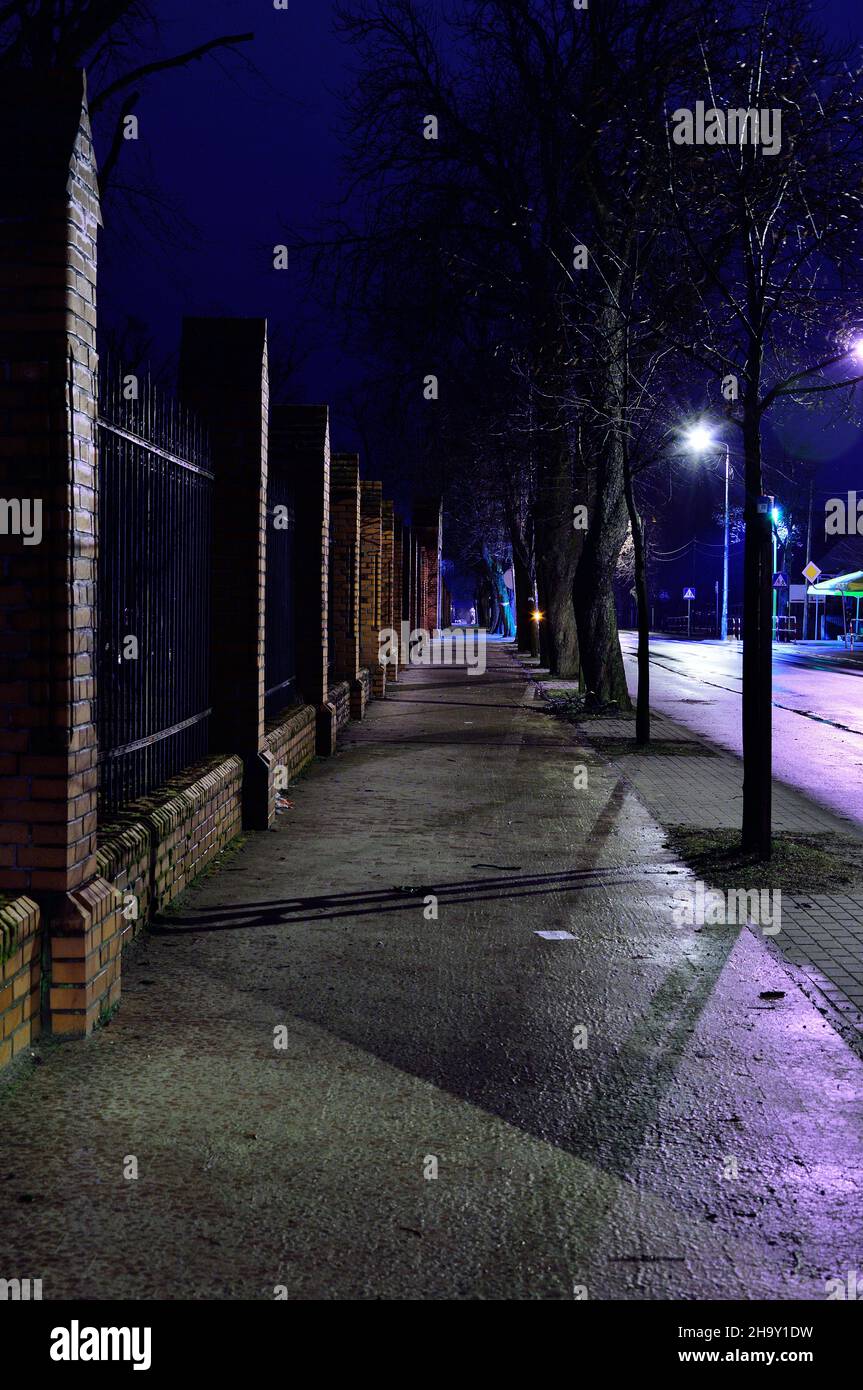 Street Lamp At Night In The Rain
