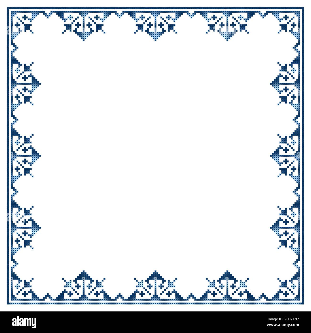 Bosnia and Herzegovina traditional Zmijanje embroidery folk art vector ...