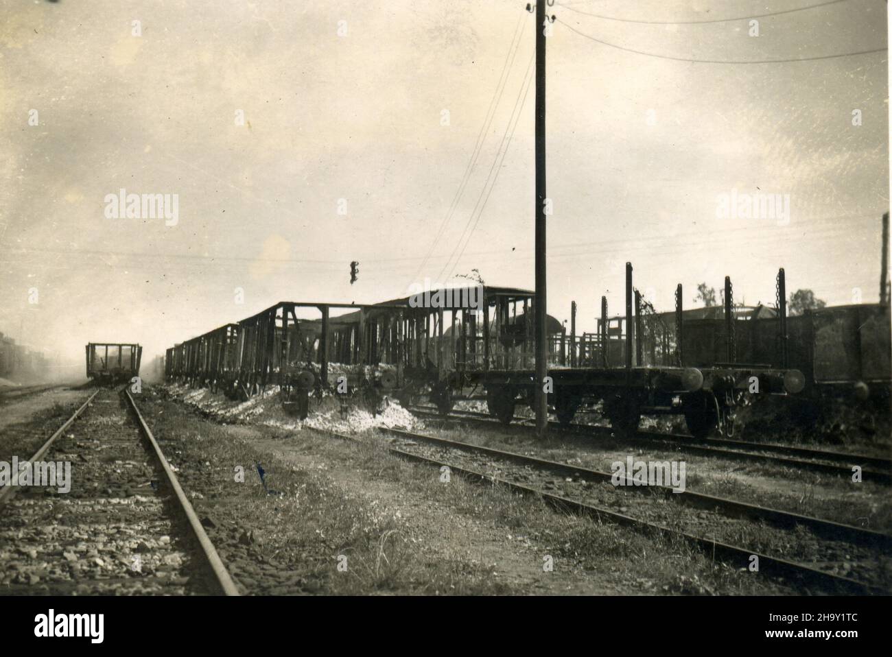 WW2 WWII german army occupy Poland, destroyed train station in ...
