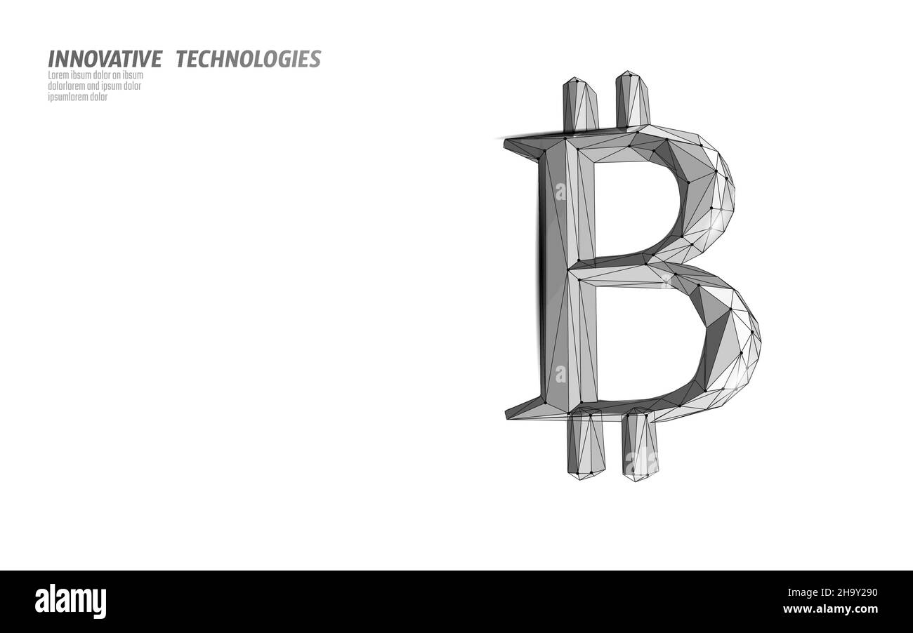 Bitcoin digital cryptocurrency sign 3D symbol. Big data information ...