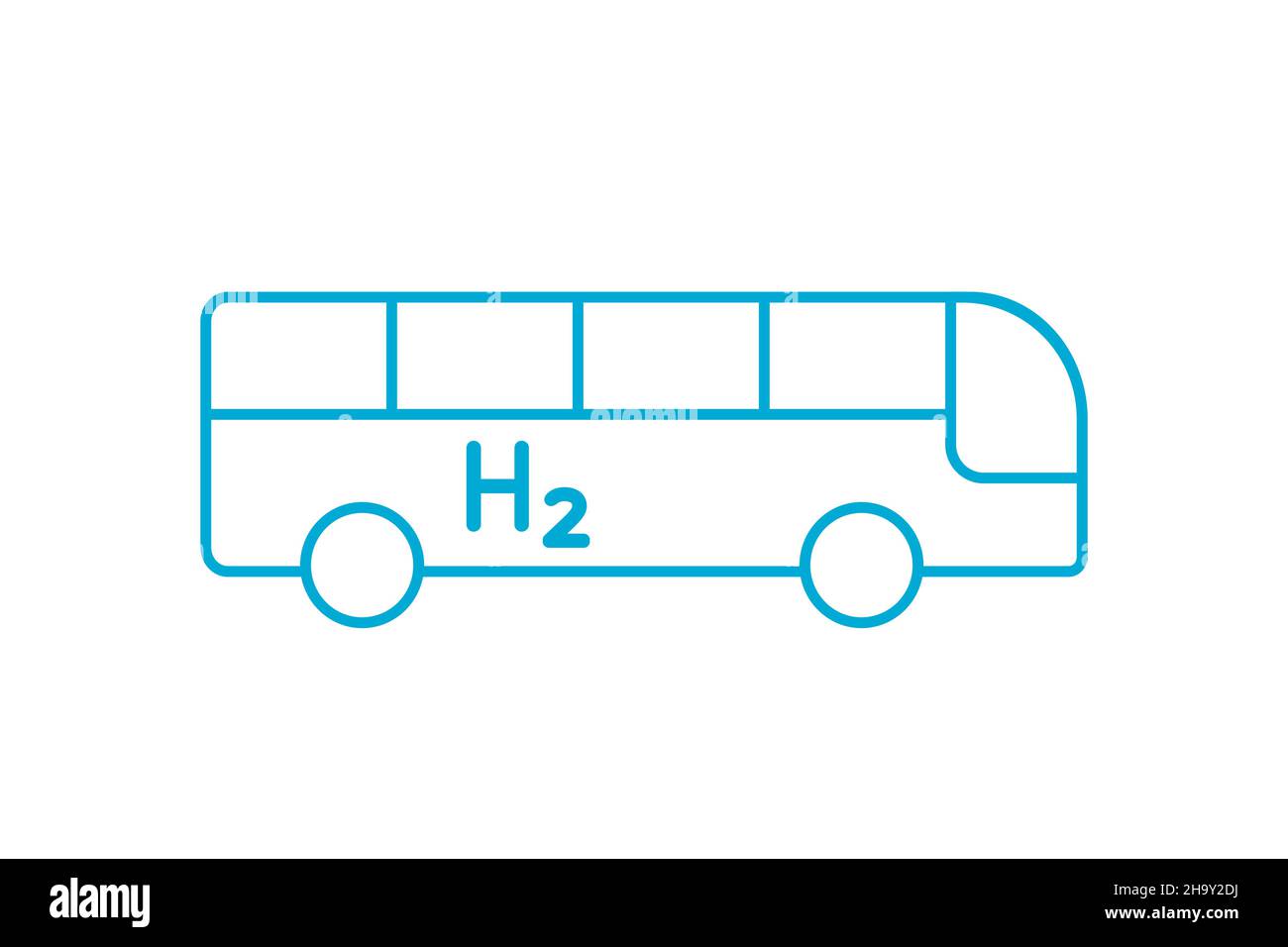 Blue hydrogen fuel bus line icon. Fuel cell vehicle. Sustainable ...
