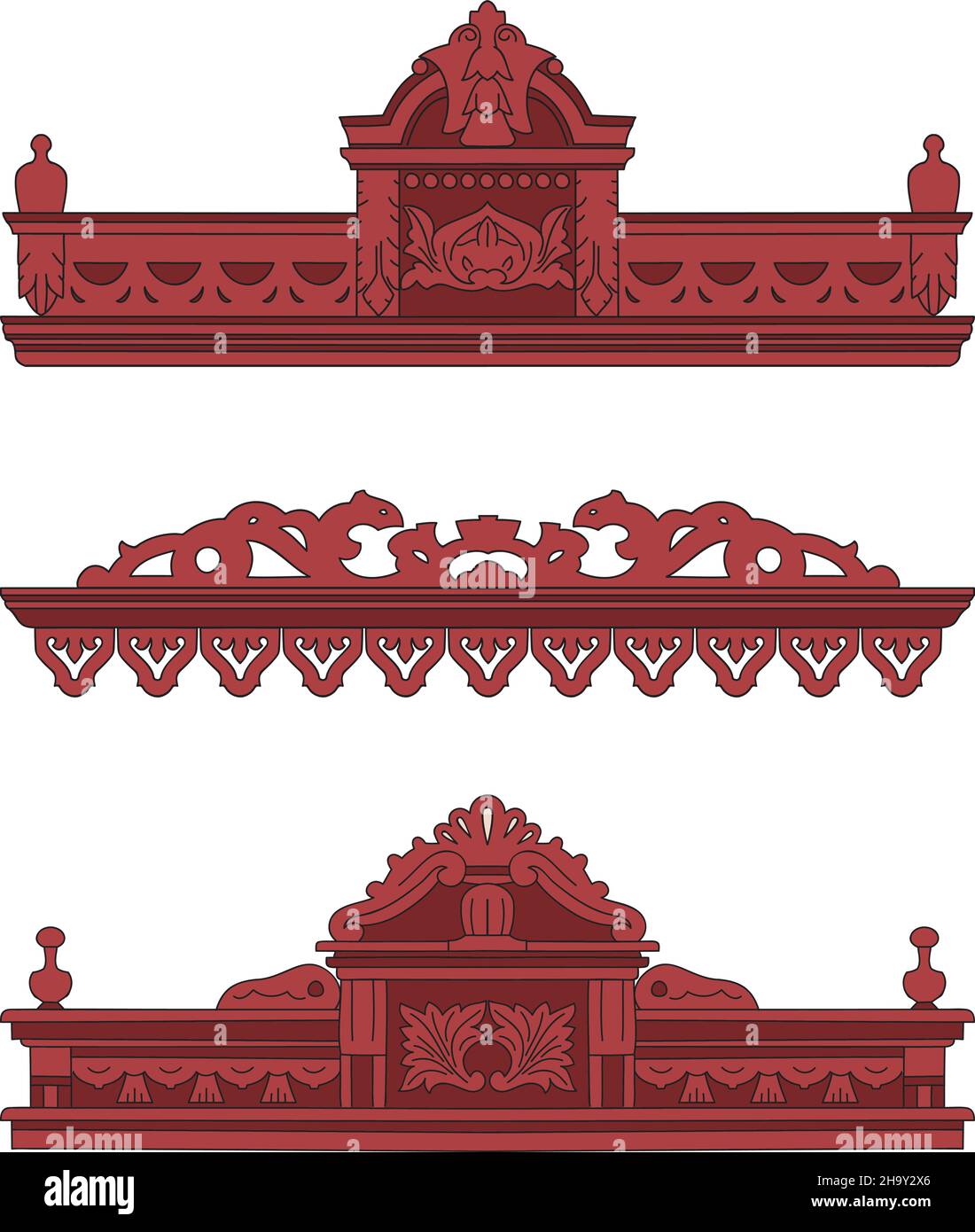 View red wooden buildings Stock Vector Images - Alamy
